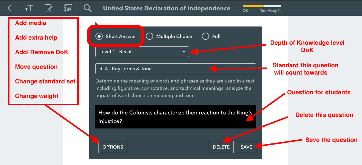 Question Type Actively Learn