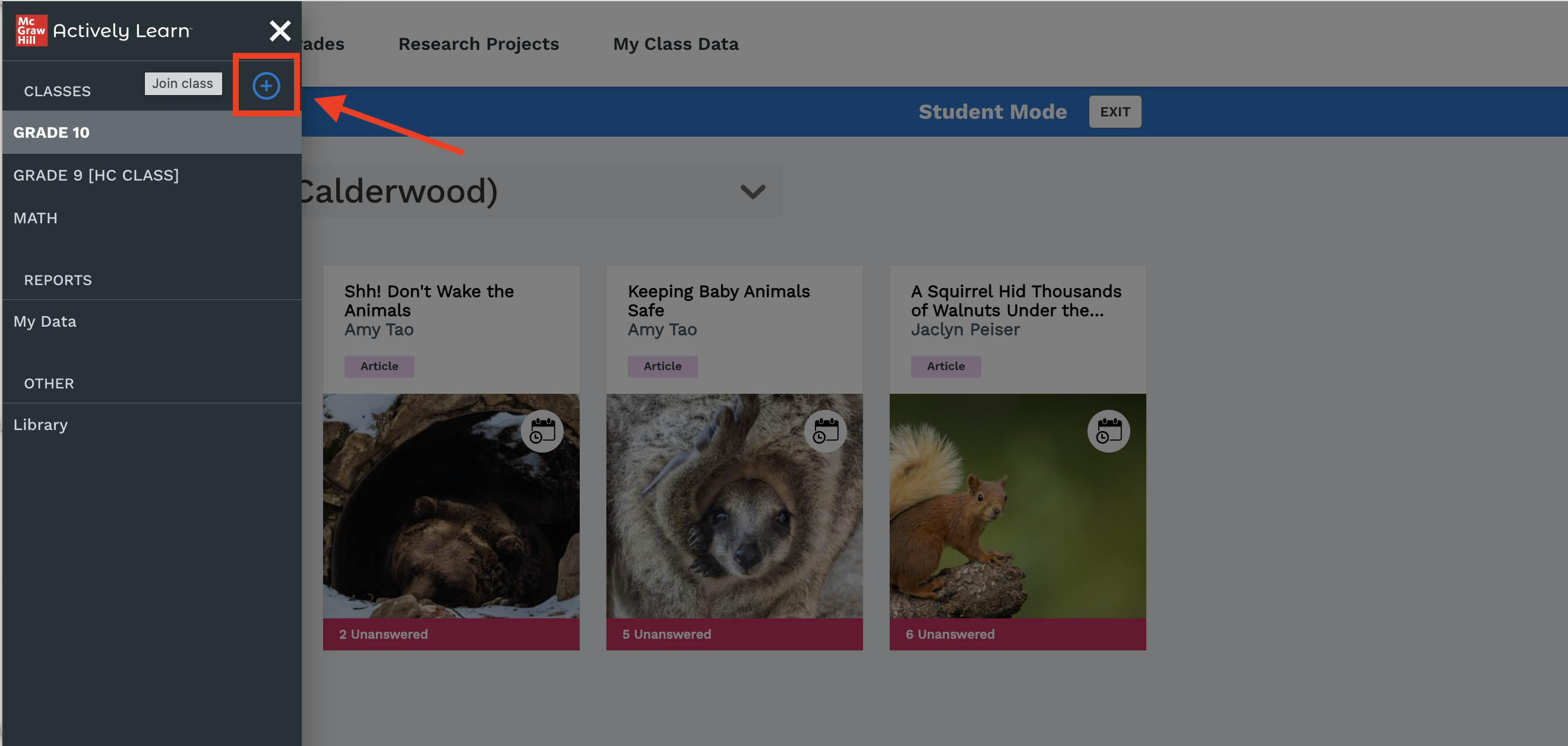 Switch to student mode – Actively Learn