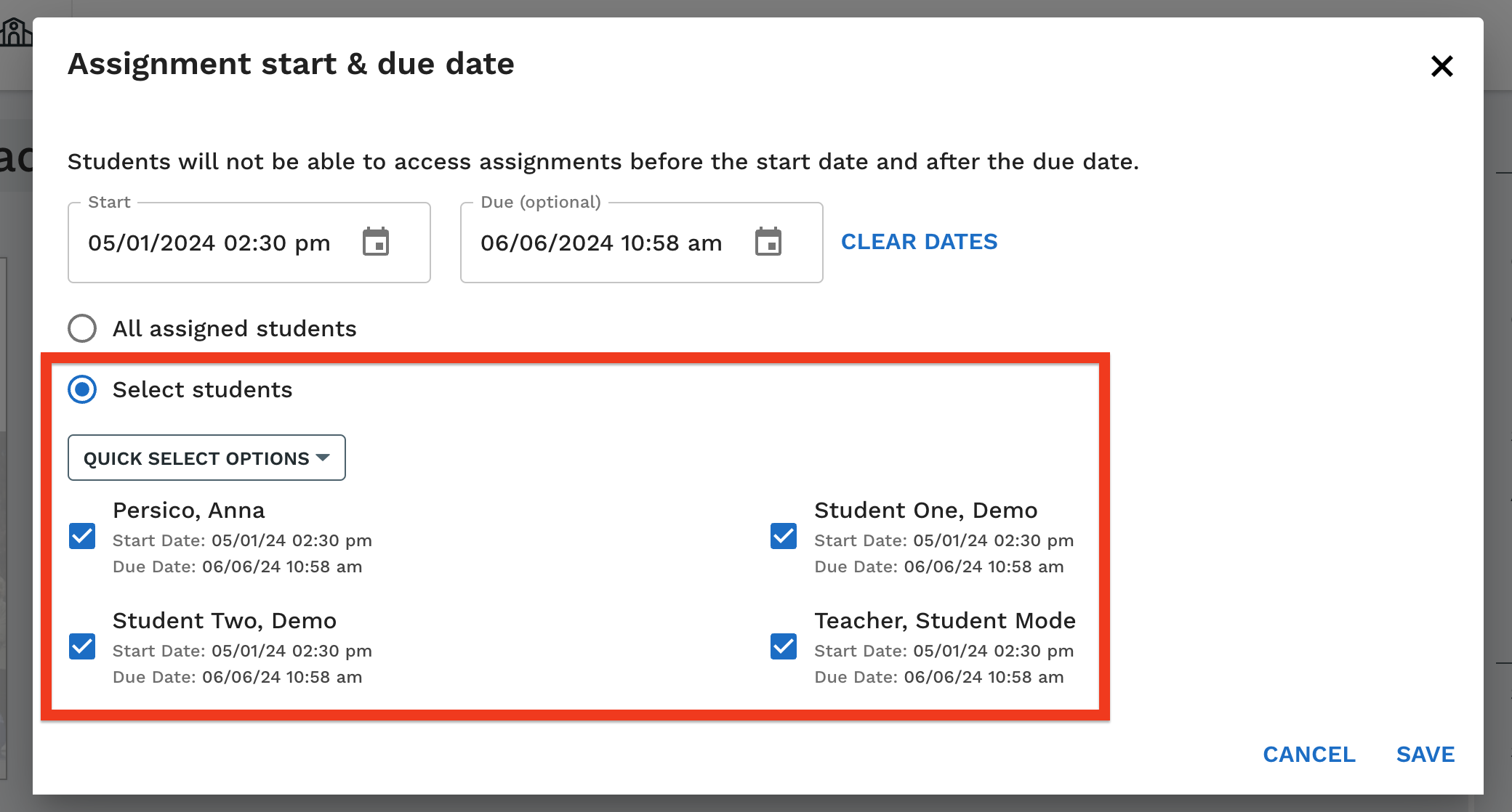 Setting Start And Due Dates For Assignments Actively Learn 8067