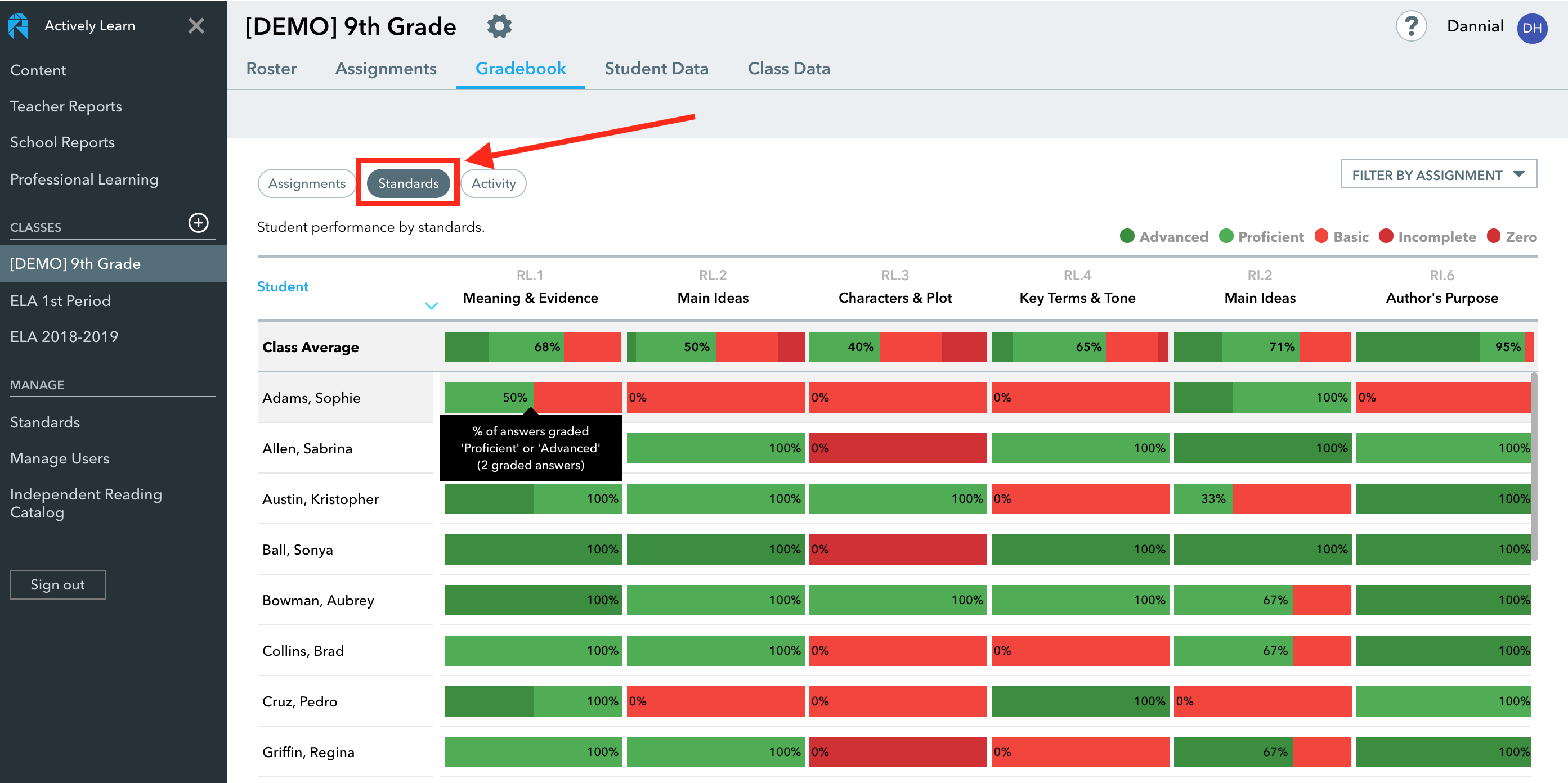 Gradebook overview – Actively Learn