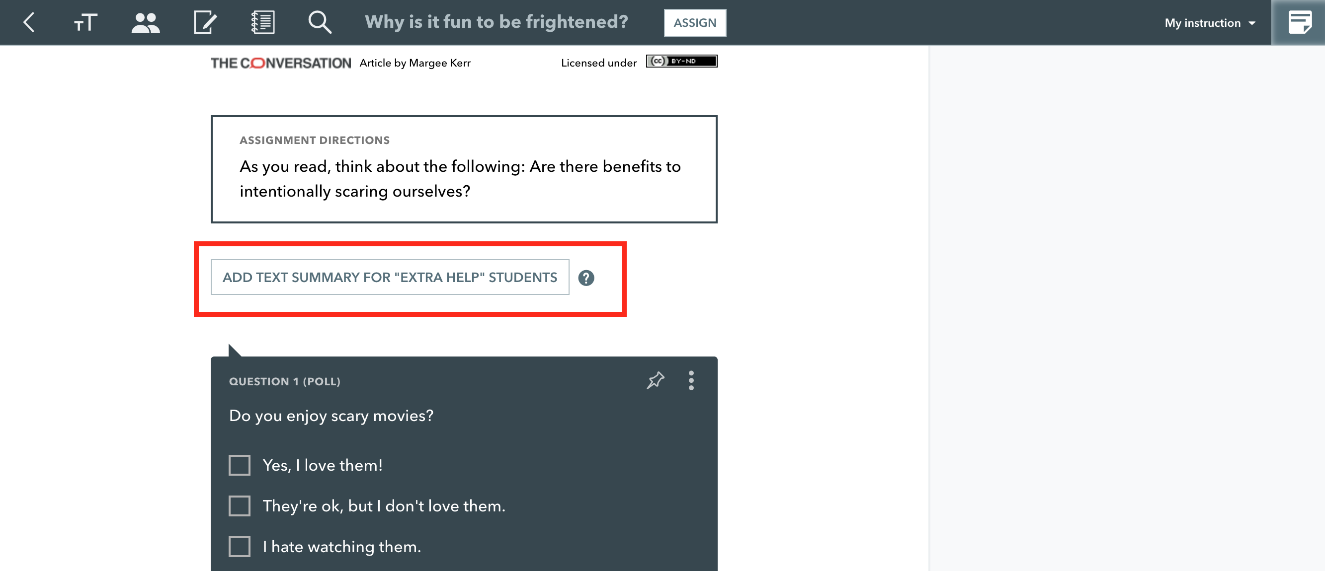 Extra help features – Actively Learn