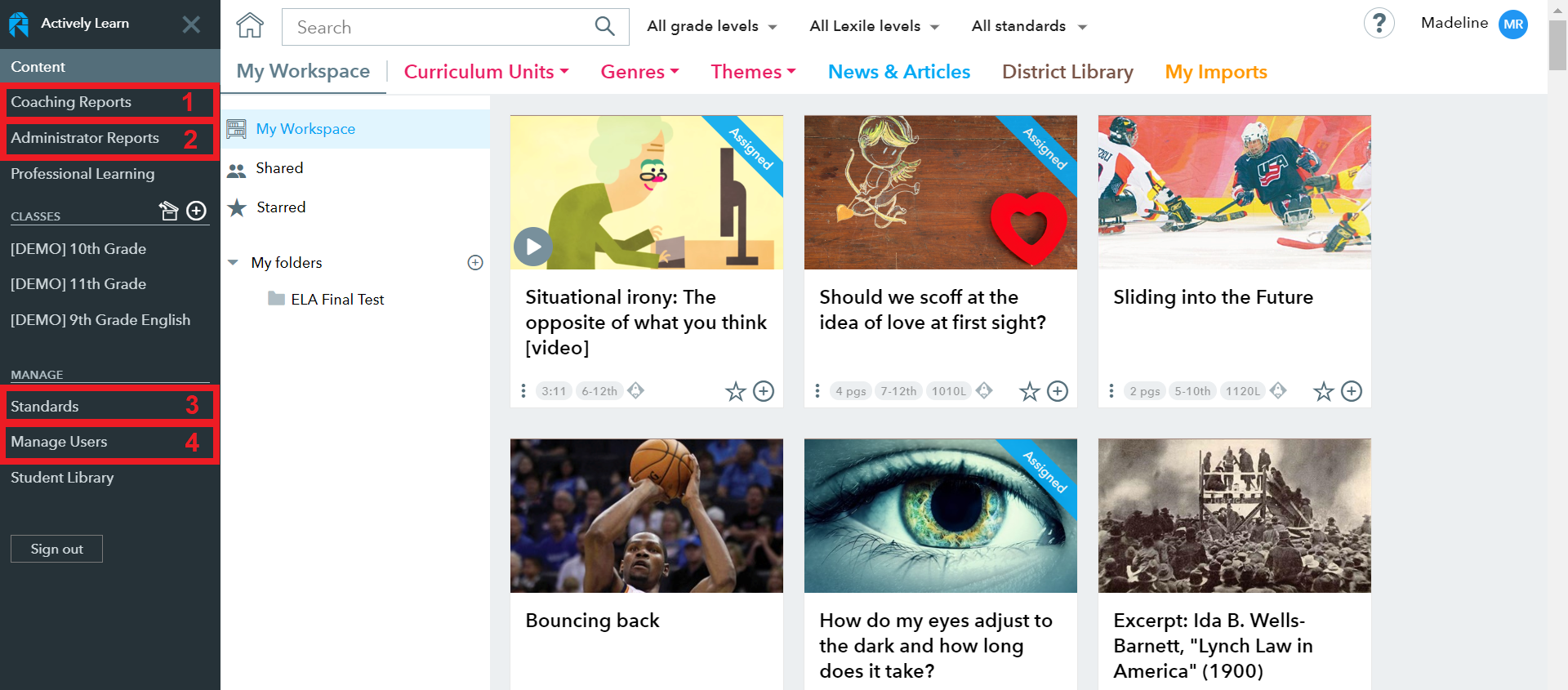 Administrator features and reports overview – Actively Learn